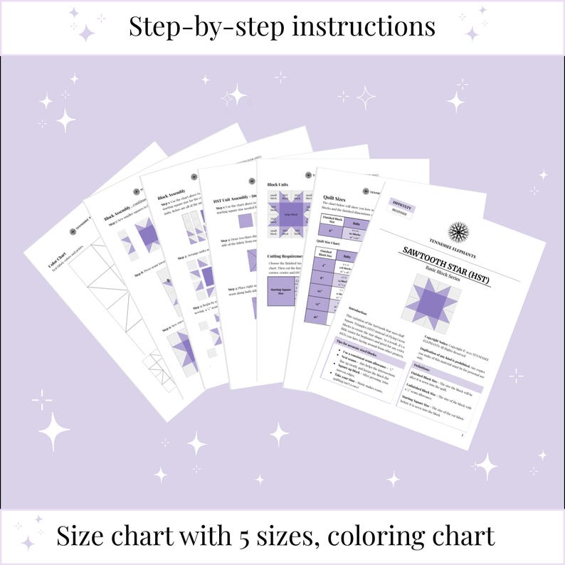Digital - Sawtooth Star (HST) Quilt Block Pattern - Etsy Canada