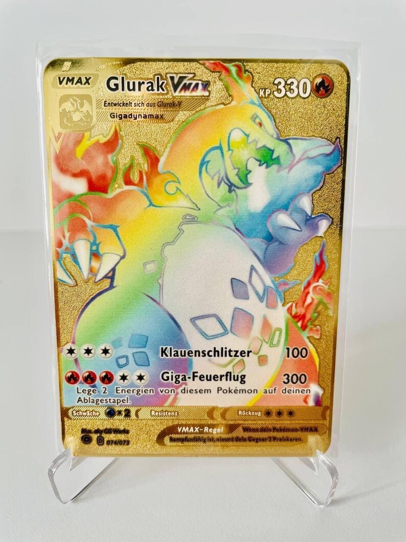 Pokemon Charizard Vmax Gold Metal Card - Lightning Shipping - Perfect ...