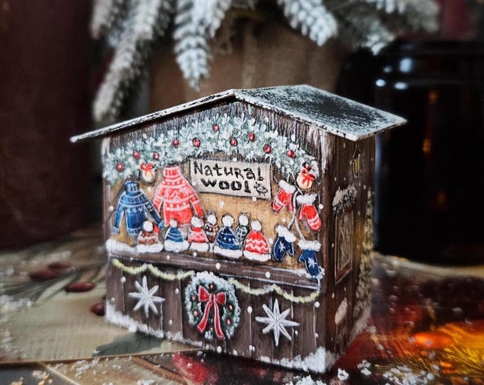 Hand Painted Wool Christmas Stall - Miniature Market Shop, Knitting ...