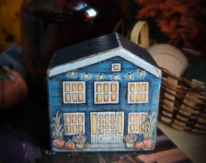 Hand-painted Autumn Cottage Miniature – Cottagecore Pumpkin Fall Decor ...