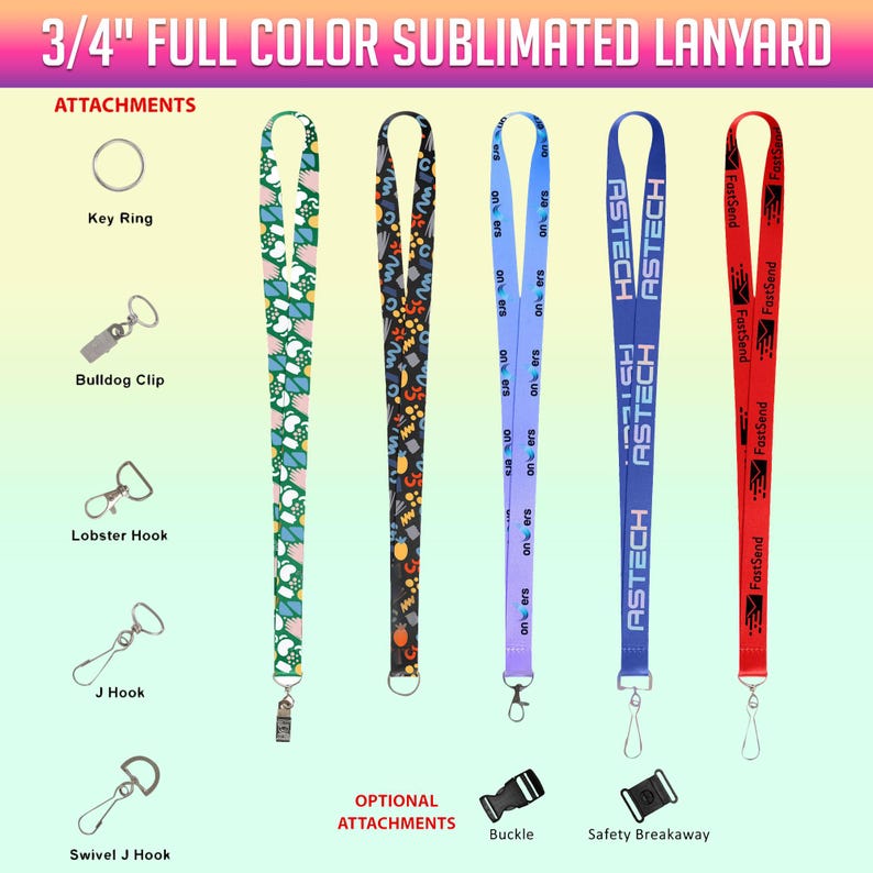 Sublimated Lanyard | Full Color Lanyard | Custom Text Lanyard | ID Card ...
