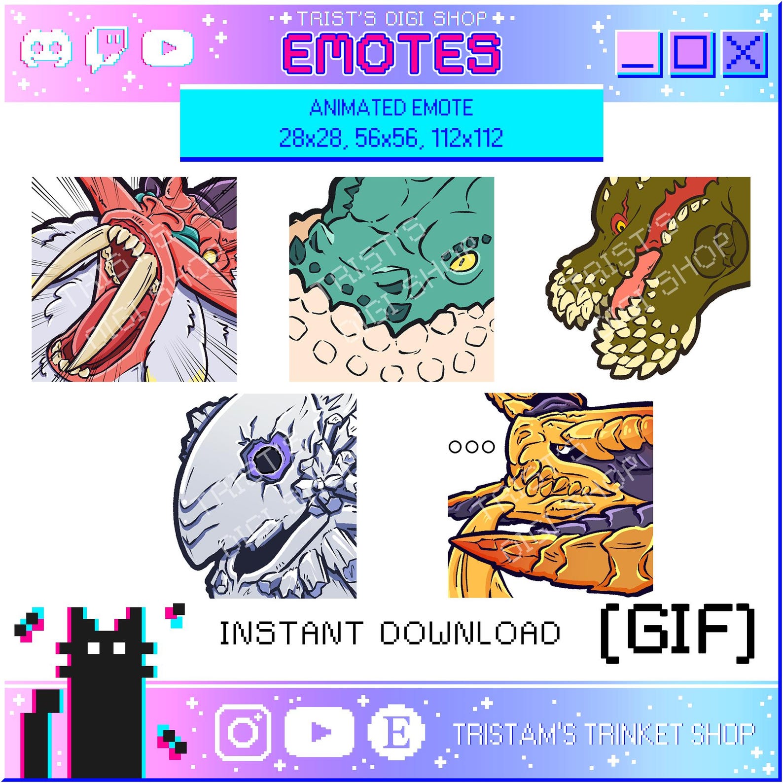Mhwilds Animated Emotes Pack of 5 for Twitch Discord Youtube | Monster ...
