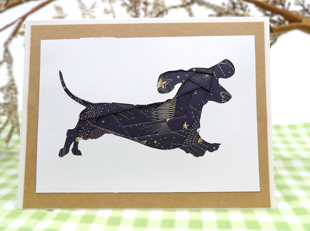 Dachshund Keepsake Greeting Card | Handmade Origami Paper Dog Art Card ...