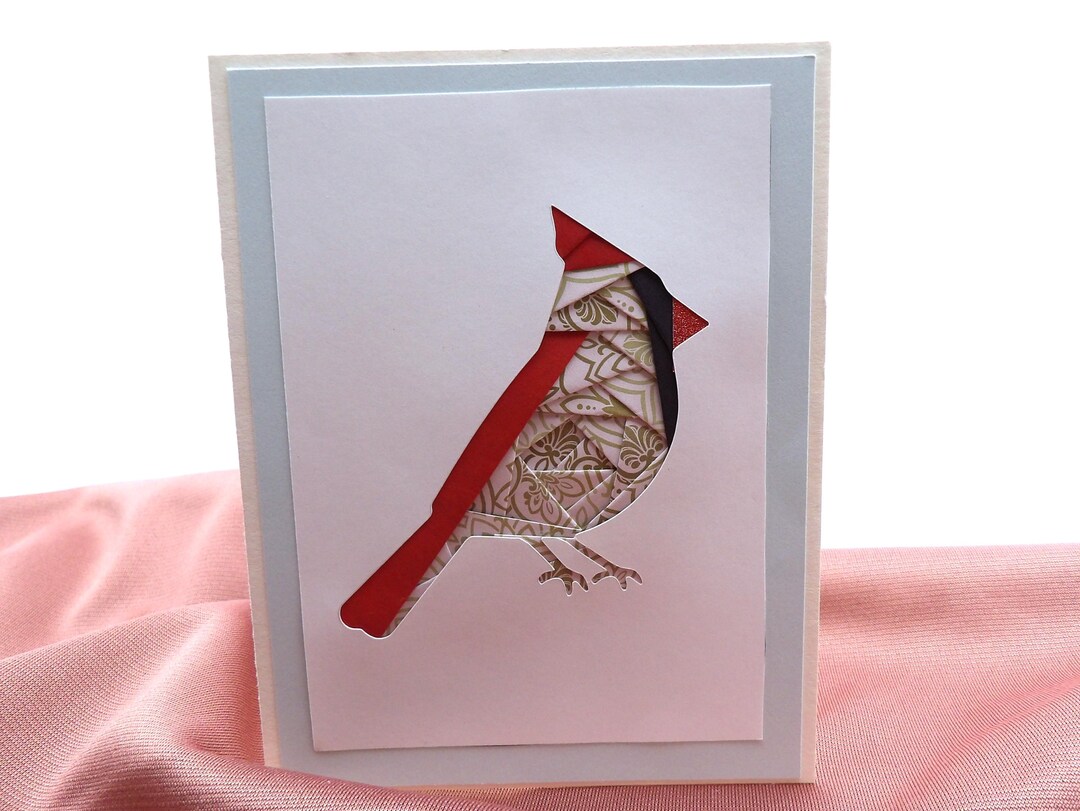 Cardinal Blank Inside Greeting Card | Origami Paper Cardinal Card ...