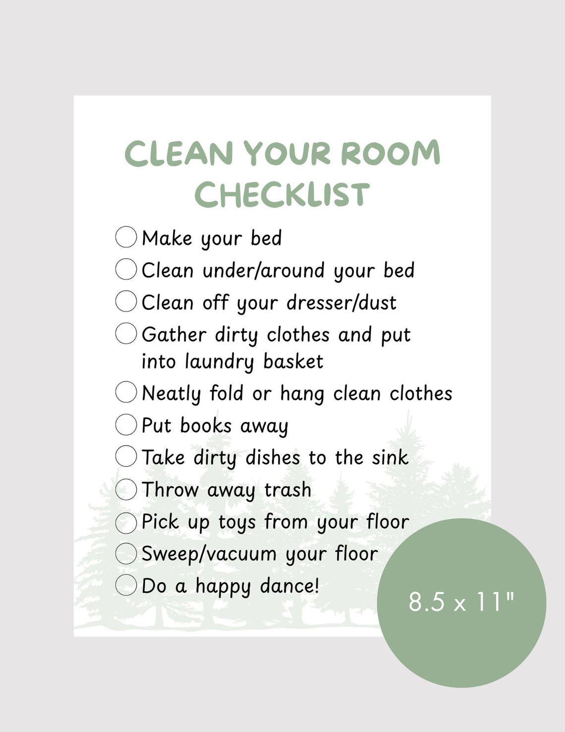 Kids' Clean Your Room Checklist: Printable Chore Chart (digital ...