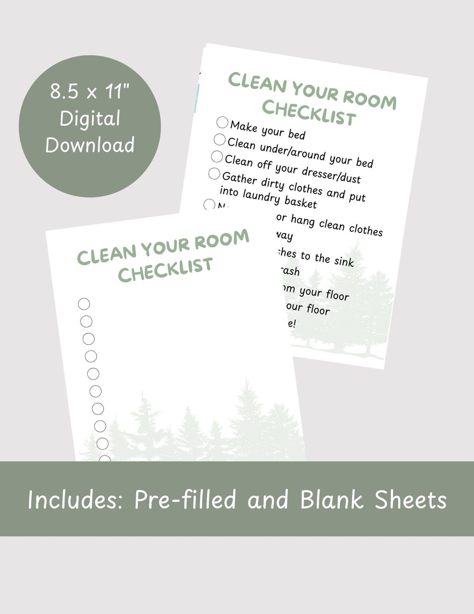Kids' Clean Your Room Checklist: Printable Chore Chart (digital ...