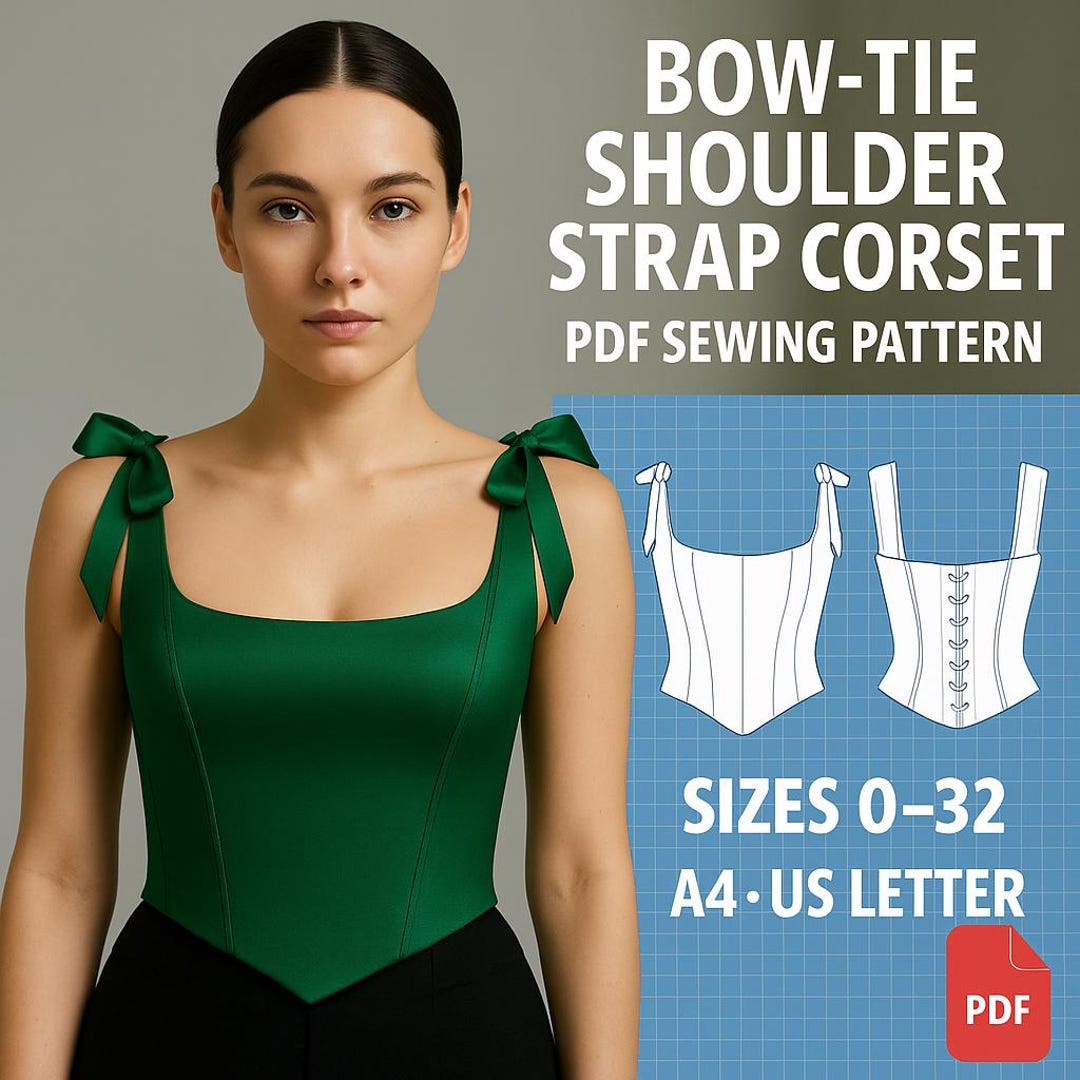 Bow-tie Shoulder Strap Corset Sewing Pattern – Women's Sizes 0-32 (PDF ...