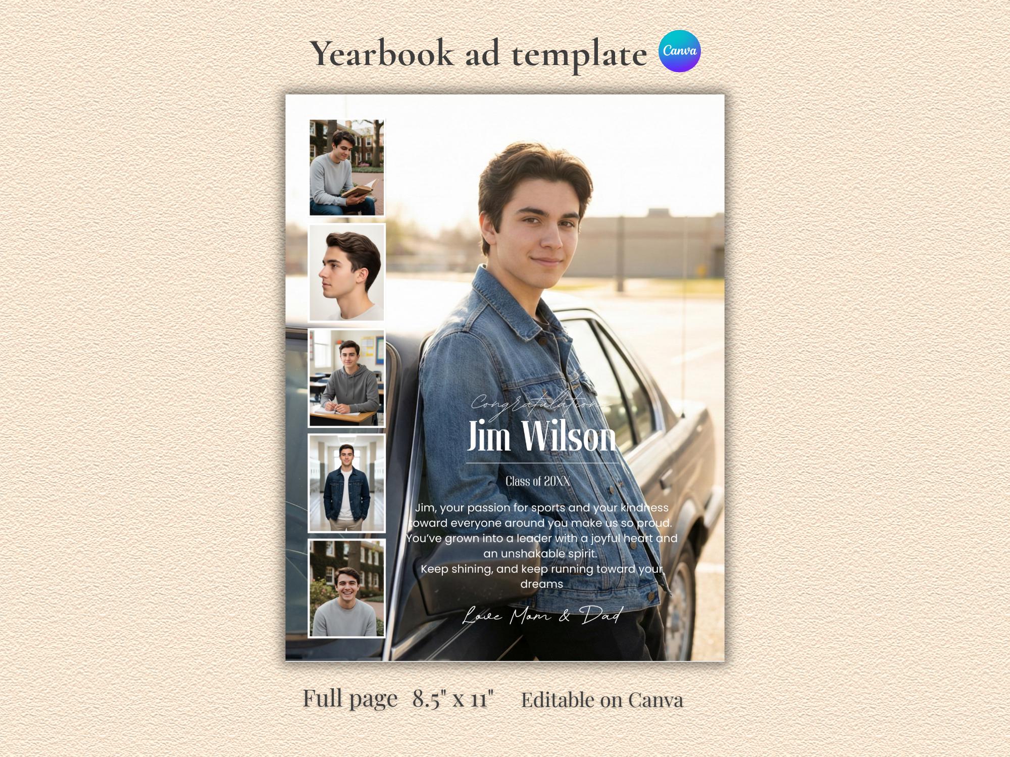 Senior Yearbook Ad Template | Modern Photo Collage (canva Editable ...