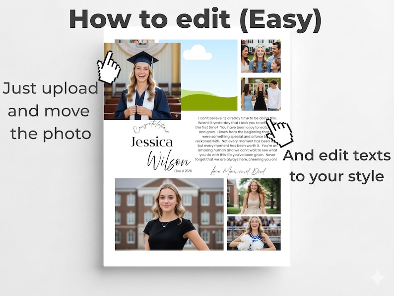 Class of 2026 Yearbook Ad Template Bundle, Photo Collage (canva ...