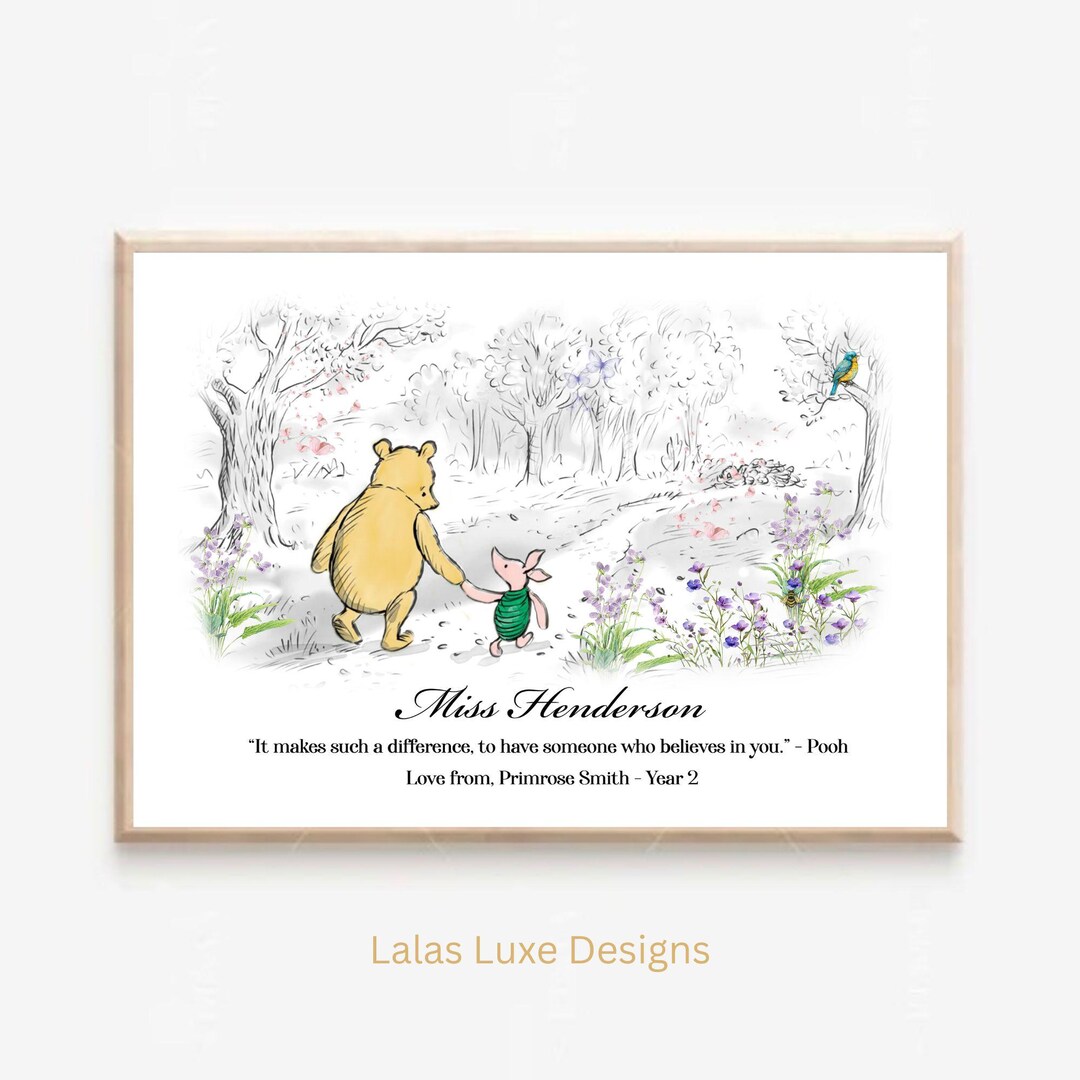 Personalised Teacher Appreciation Winnie the Pooh Quote / Gift Thank ...