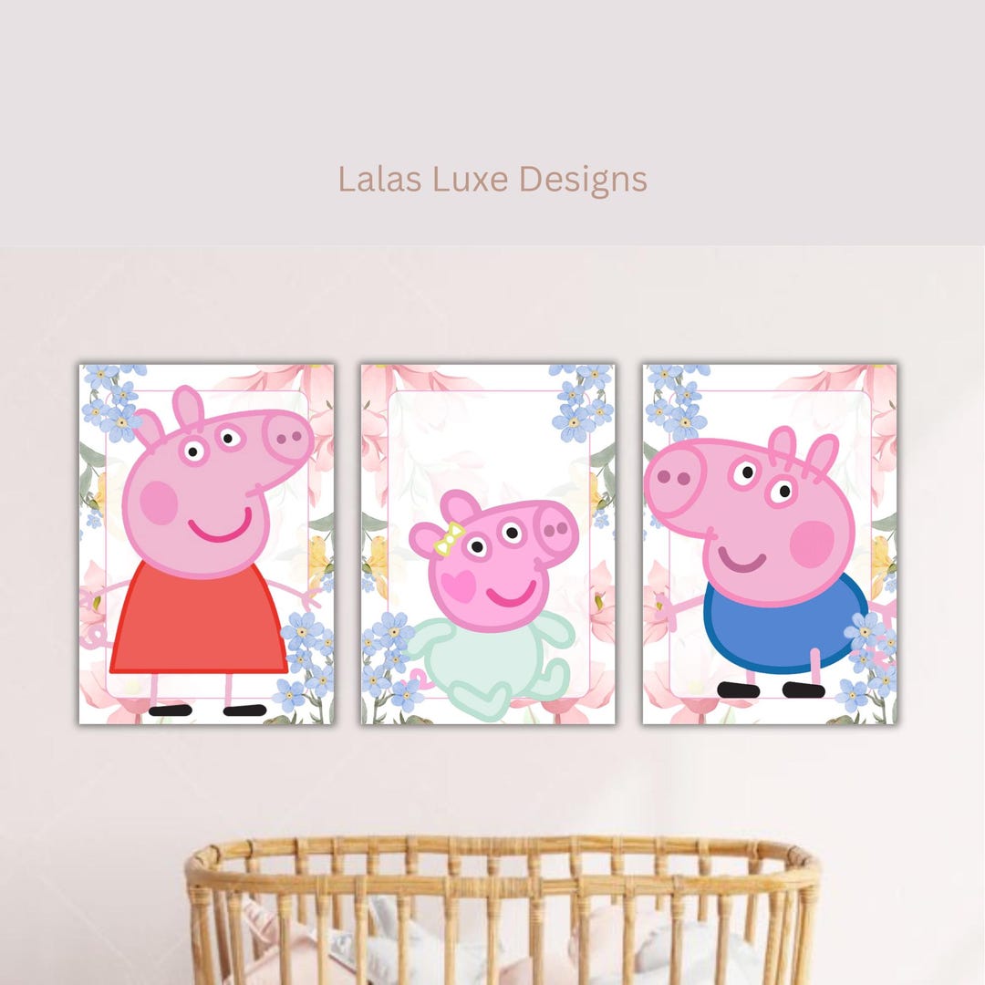 NEW Peppa Pig Bedroom, Nursery Prints, George Pig, Baby Evie Peppa Pig ...