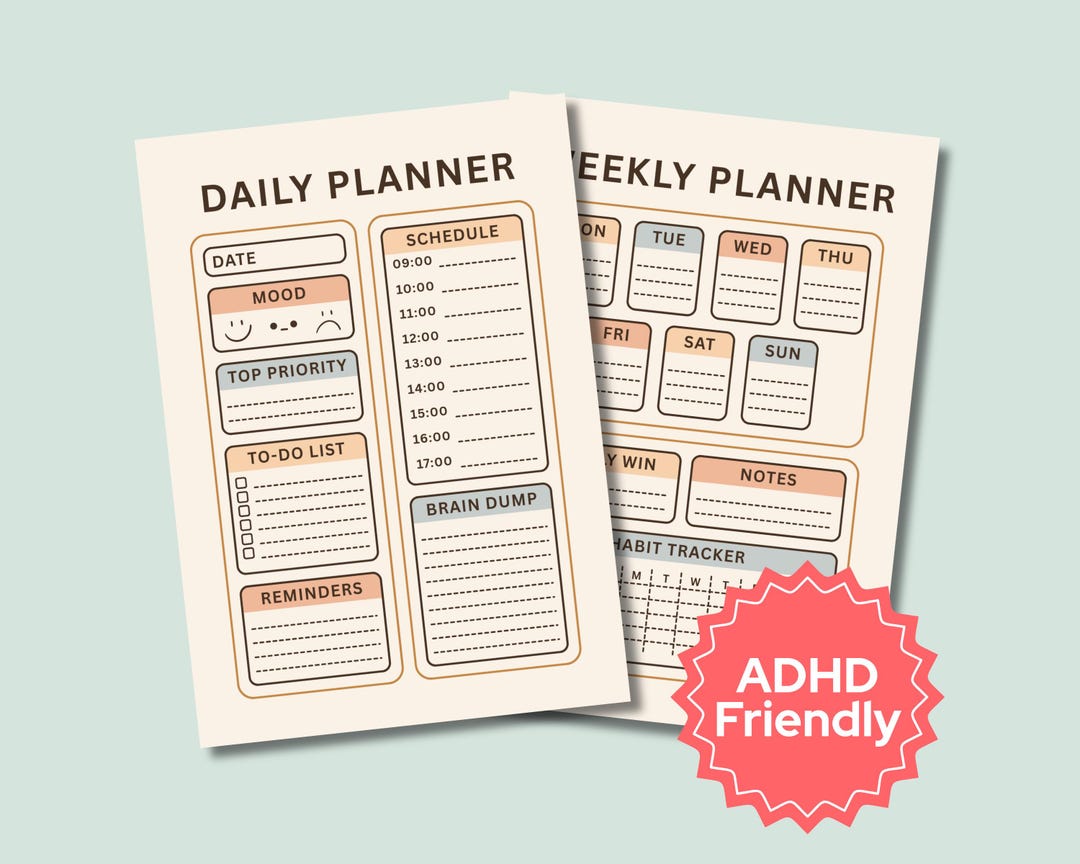Digital ADHD Planner Daily & Weekly Low-stimulation, Straightforward ...
