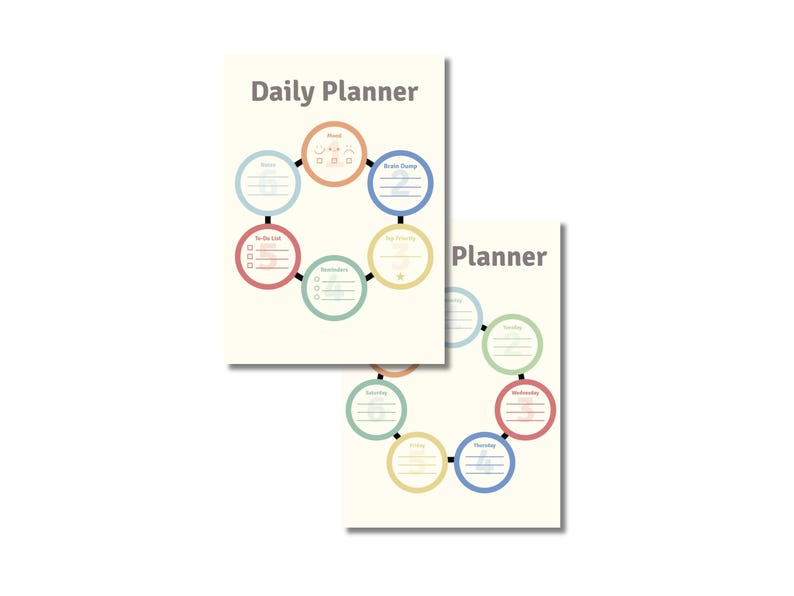 Digital iPad Low-stimulation ADHD Daily & Weekly Planner, Printable A4 ...