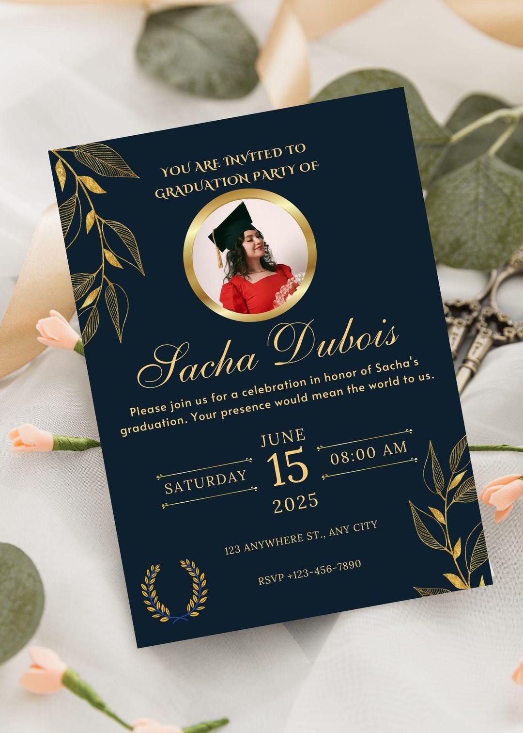 Editable Graduation Invitation Template With Photo, Modern Printable or ...