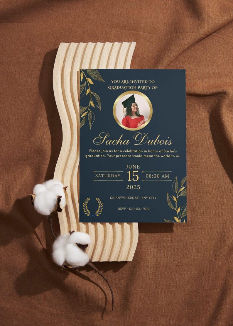 Editable Graduation Invitation Template With Photo, Modern Printable or ...