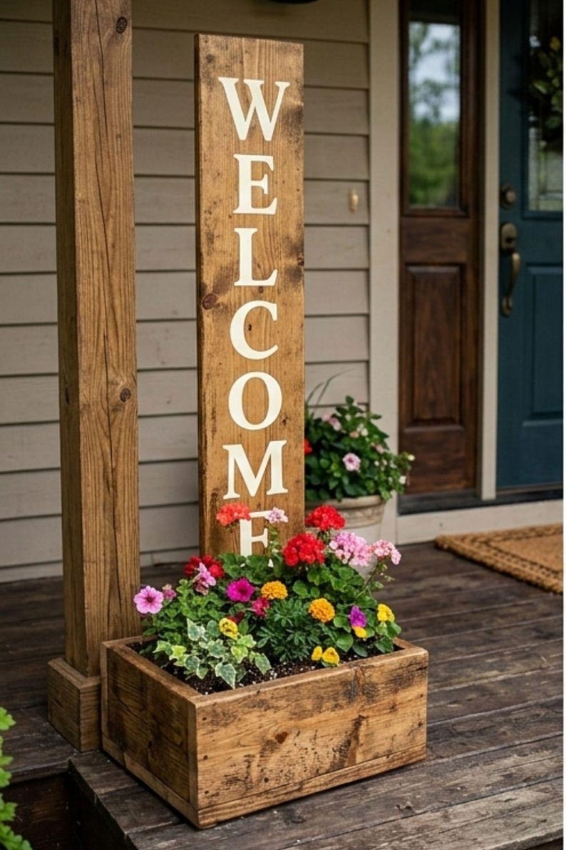 DIY Welcome Planter Plan : Porch Sign Stand With Flower Box (PDF ...