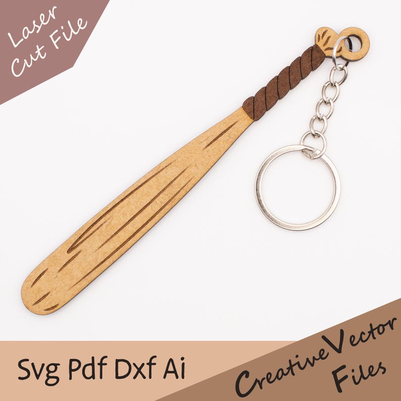 Baseball Bat Keychain Laser Cut SVG File, Sport Digital Laser Cut ...