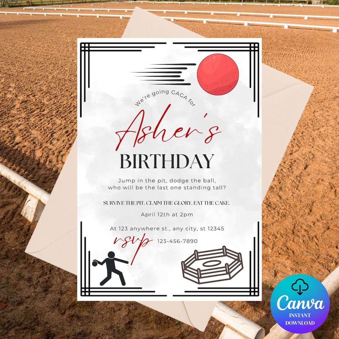 Editable Sports Birthday Invitation | Gaga Ball or Dodgeball Party ...
