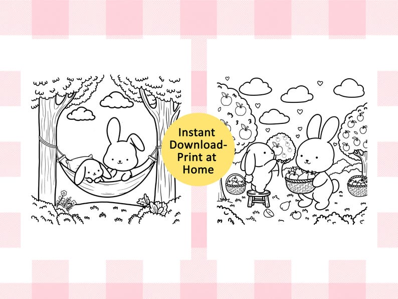 Bunny Cozy Buddies Coloring Pages Cute Printable Animal PDF | for Kids ...