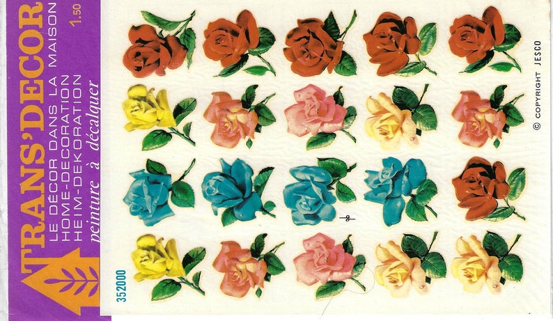 1960s Small Roses Waterslide Decals - Etsy