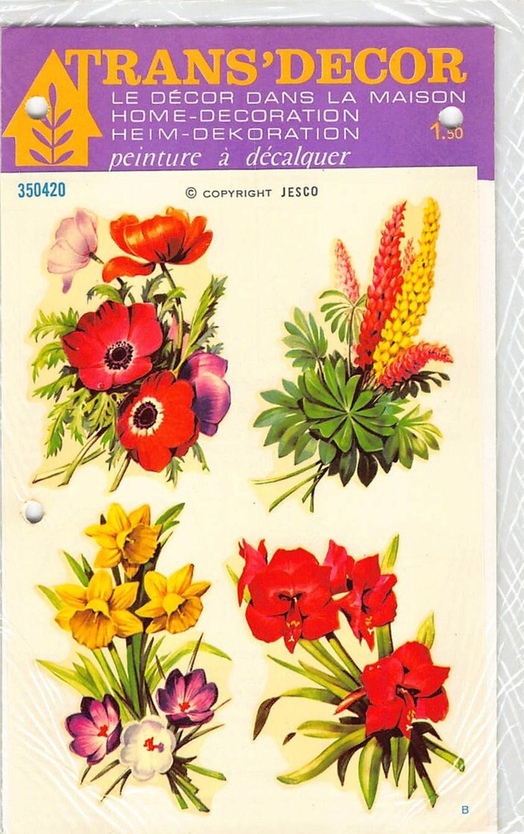 1960s Vintage Flower Themed Waterslide Decals - Etsy