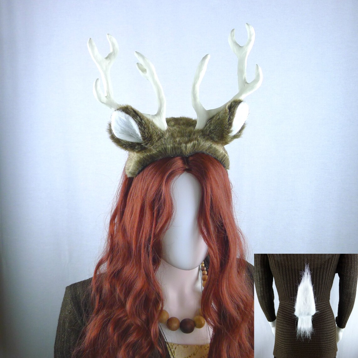White-tailed Deer Costume Antler Headpiece and Tail | Etsy
