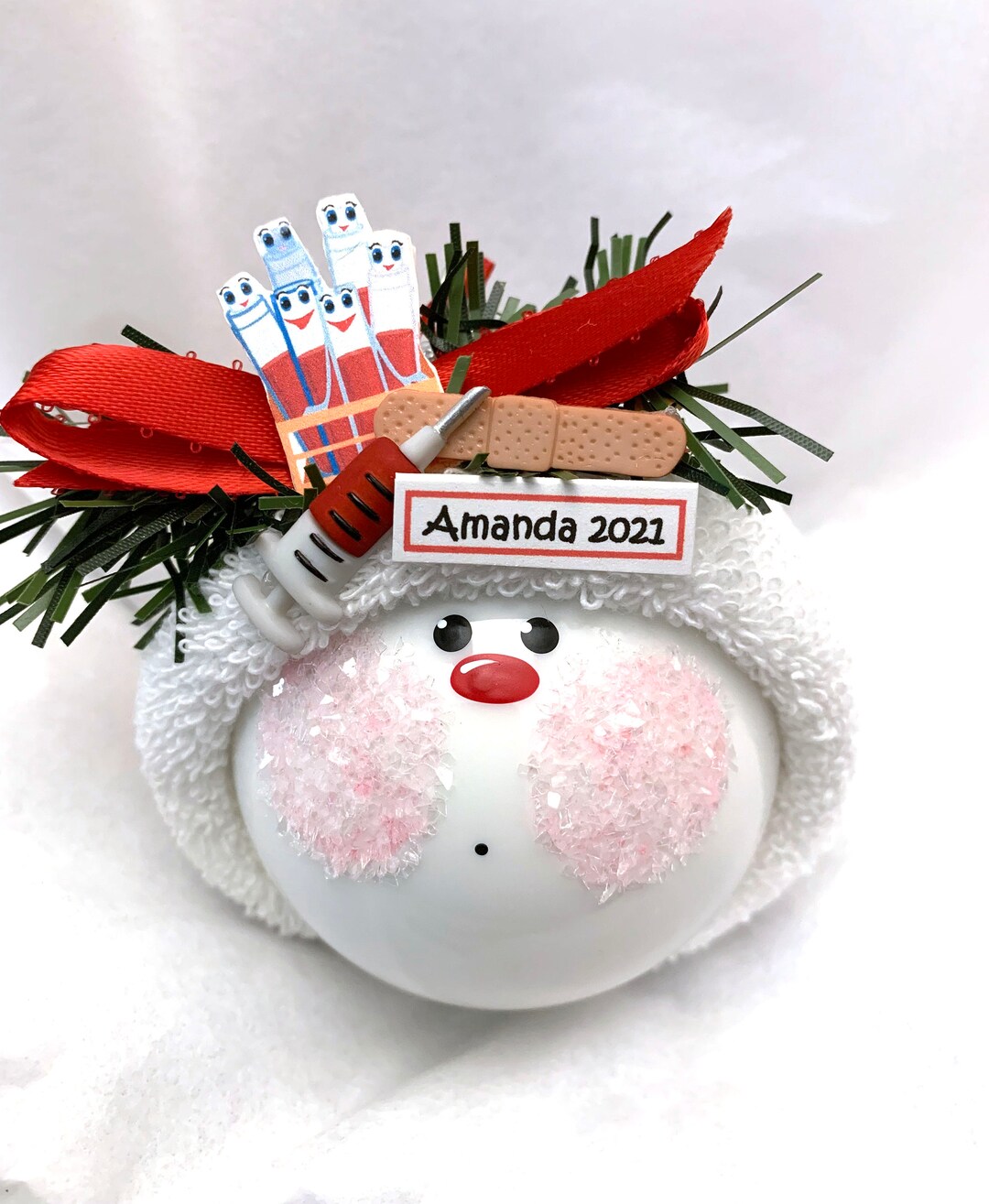 Lab Tech Christmas Gift Ornaments Phlebotomist Test Tubes Bandage Blood ...