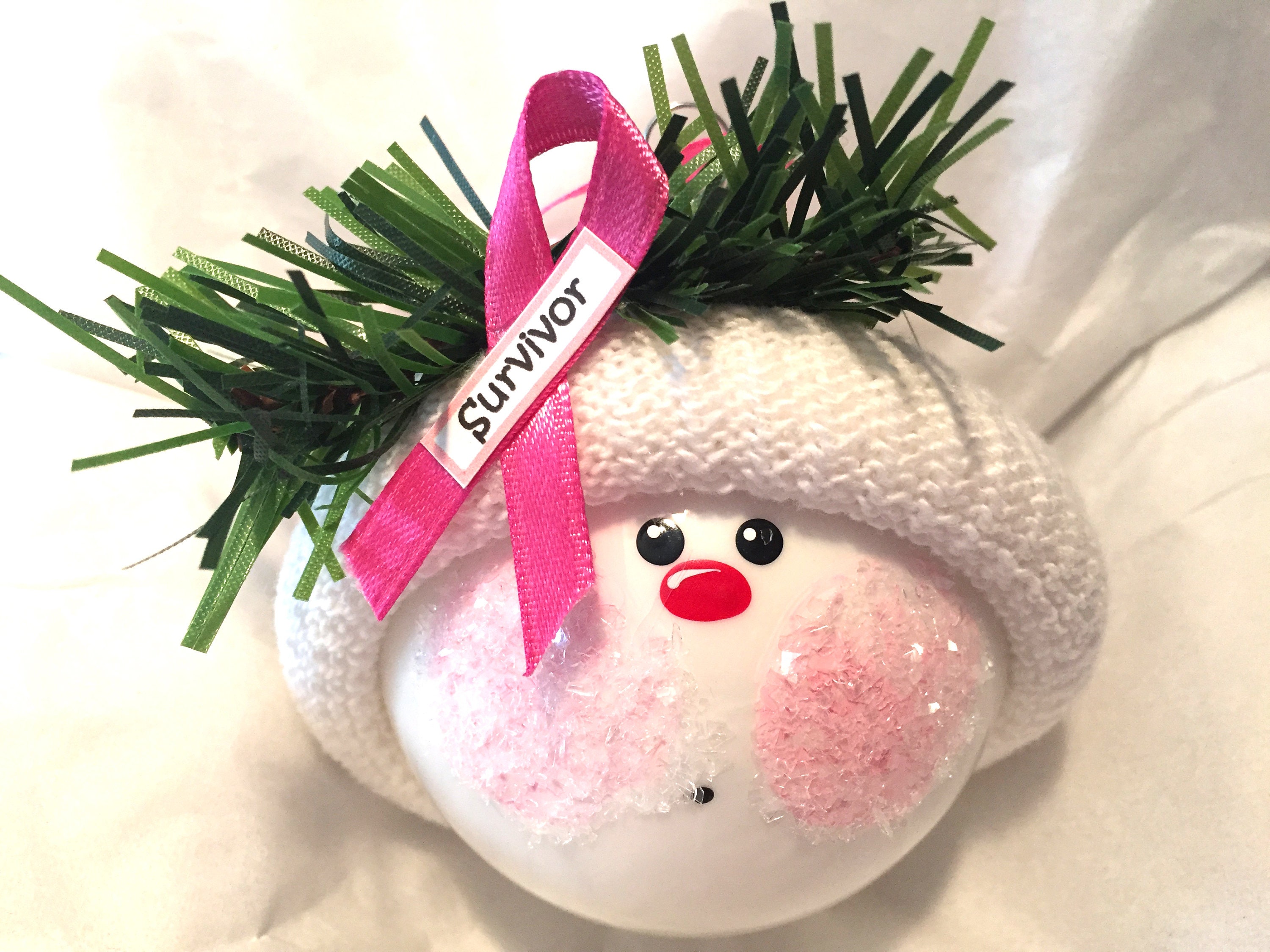 Breast Cancer Survivor Gift Christmas Ornaments Personalized | Etsy