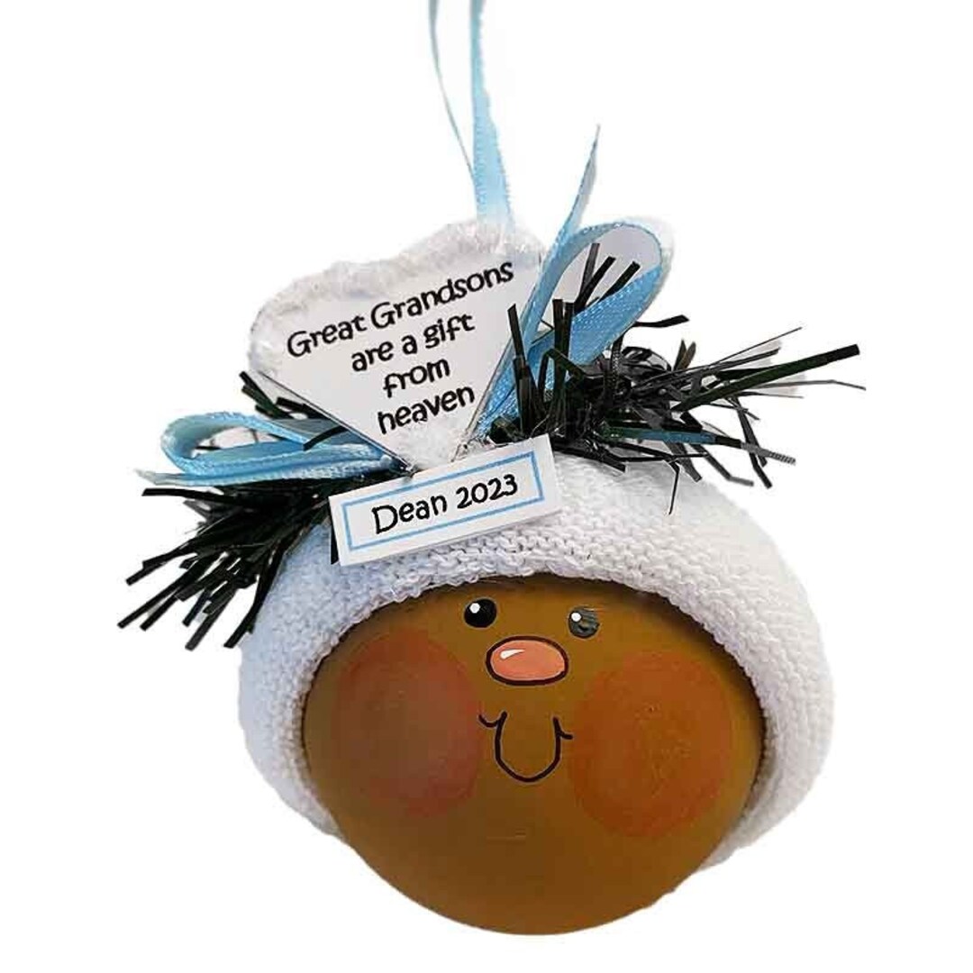 Great Grandson's First Christmas Ornament - Dark Skin Tone - A Gift ...