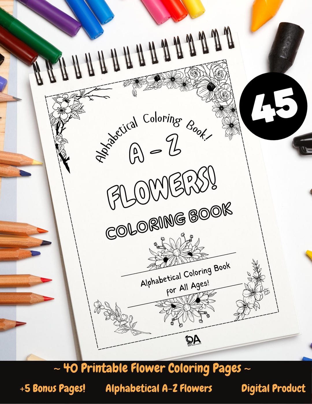 A-Z Flowers Alphabetical Coloring Book for All AGES! - Etsy