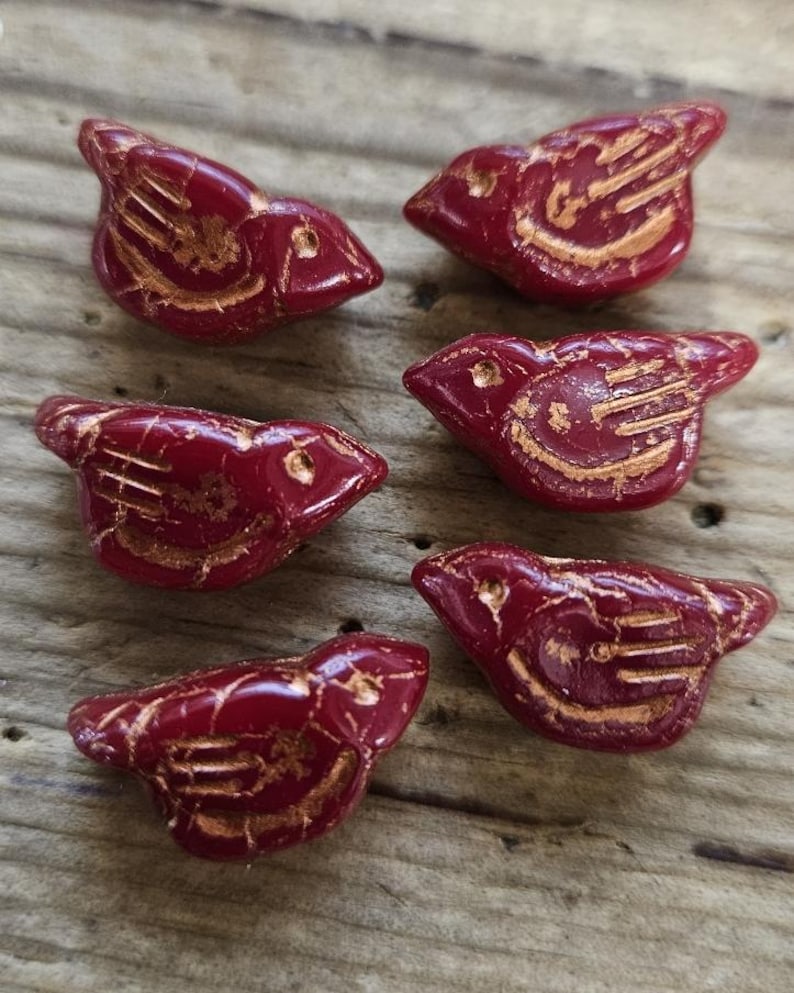 Bird Bead 11x22mm - Czech Glass Beads - Vertical Center Drill - Etsy
