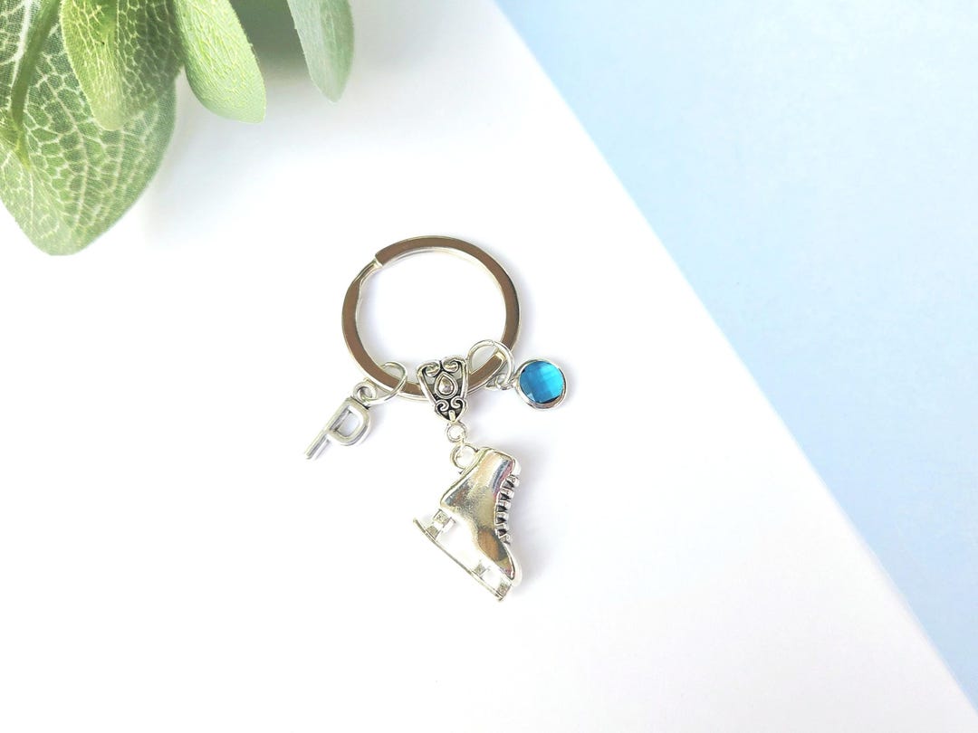 Ice Skate Keyring: Personalised Gift, Winter Keychain, Silver Charm ...