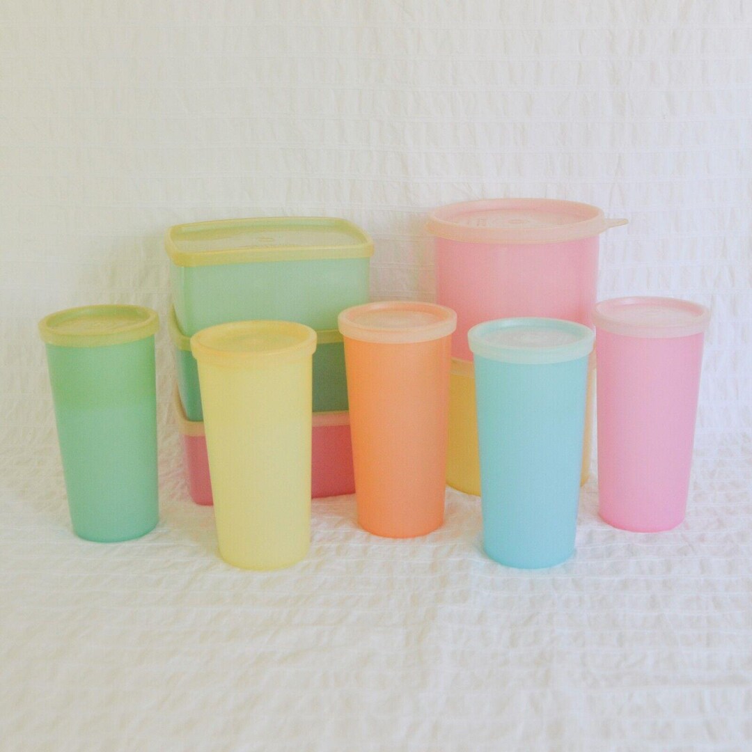Vintage Tupperware Containers, Pastel Colours, Tumblers Round Rectangle ...