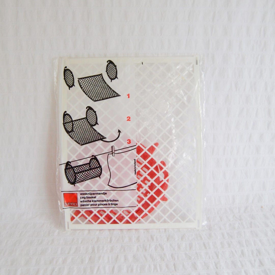 Vintage Plastic Peg Basket, Washing Line Peg Holder, Deadstock 1980's ...