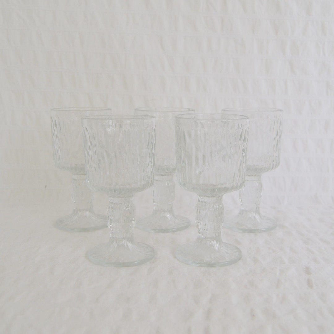 Vintage Ravenhead Siesta Ice Bark Effect Glass Sherry Wine Tumblers 5 ...