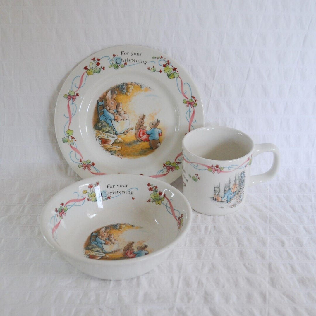 Vintage Wedgwood 3 Piece Peter Rabbit Nursery Set Christening Gift - Etsy