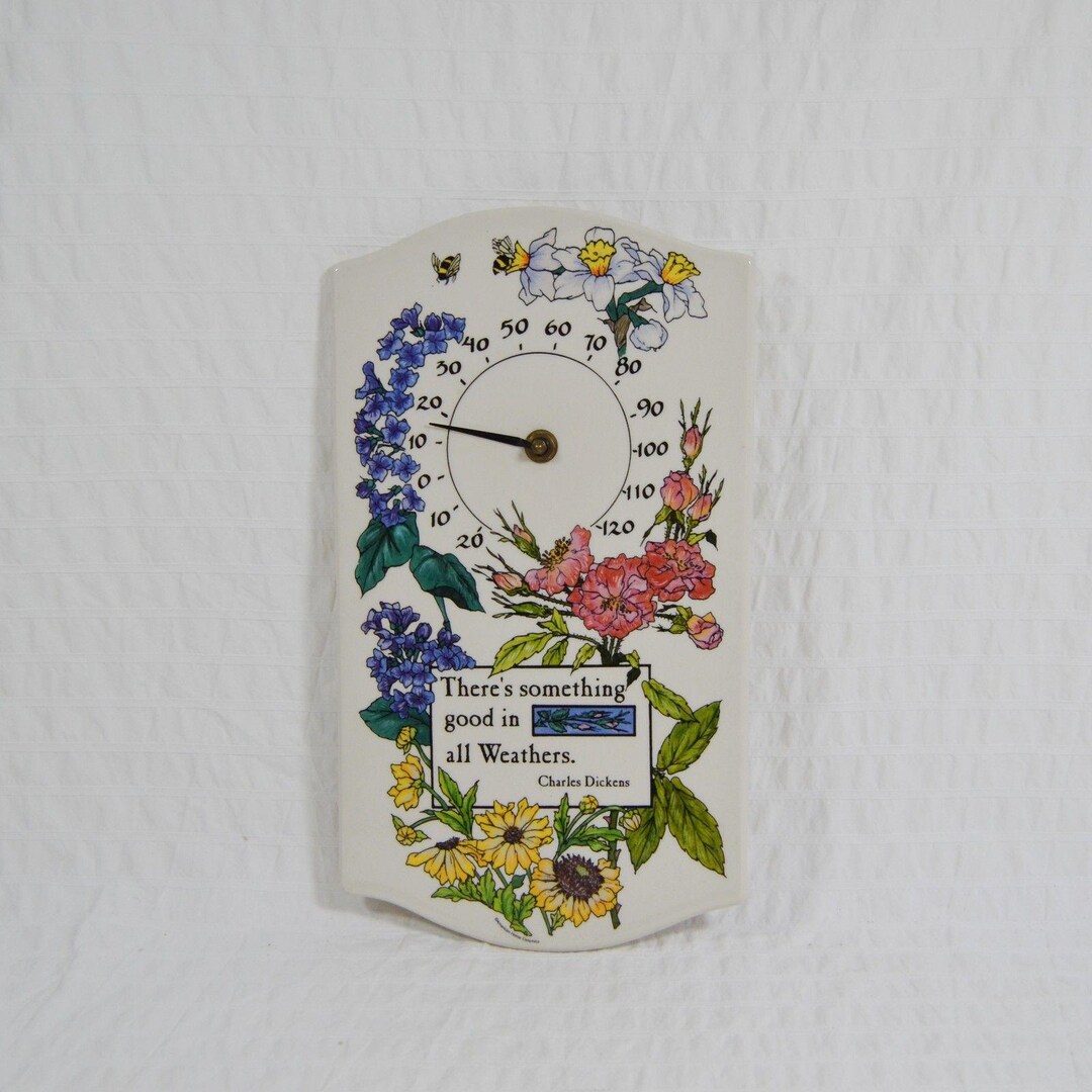 Vintage Ceramic Wall Thermometer, Charles Dickens Floral American Home ...