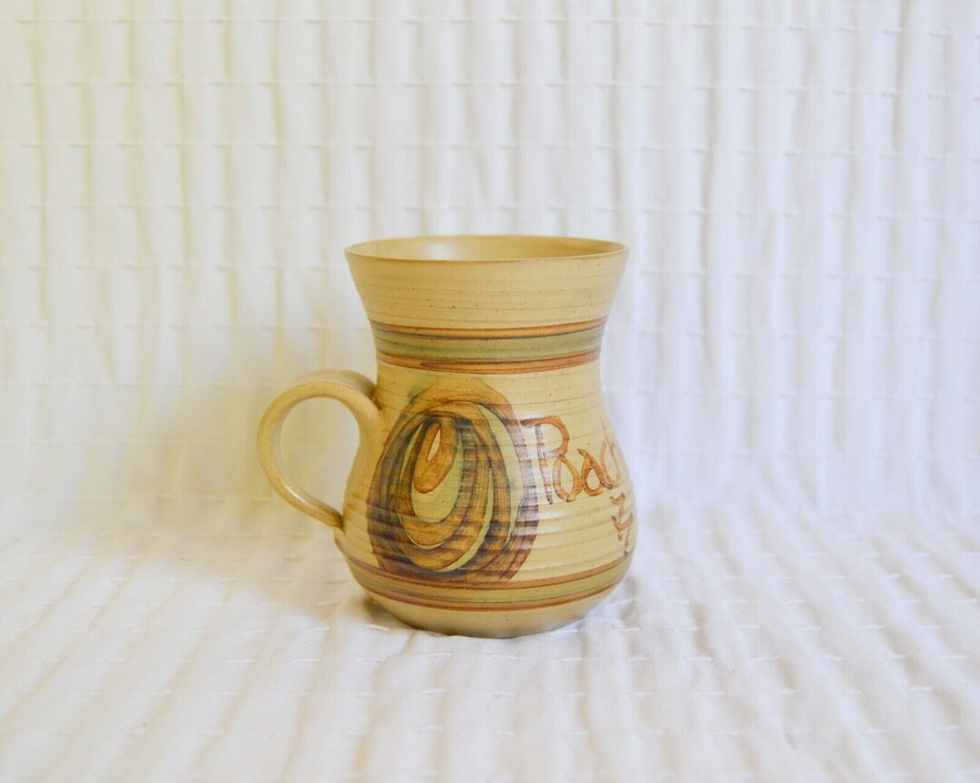 Vintage Alvingham Studio Pottery Poacher Mug, Hand Painted Wheel Thrown ...