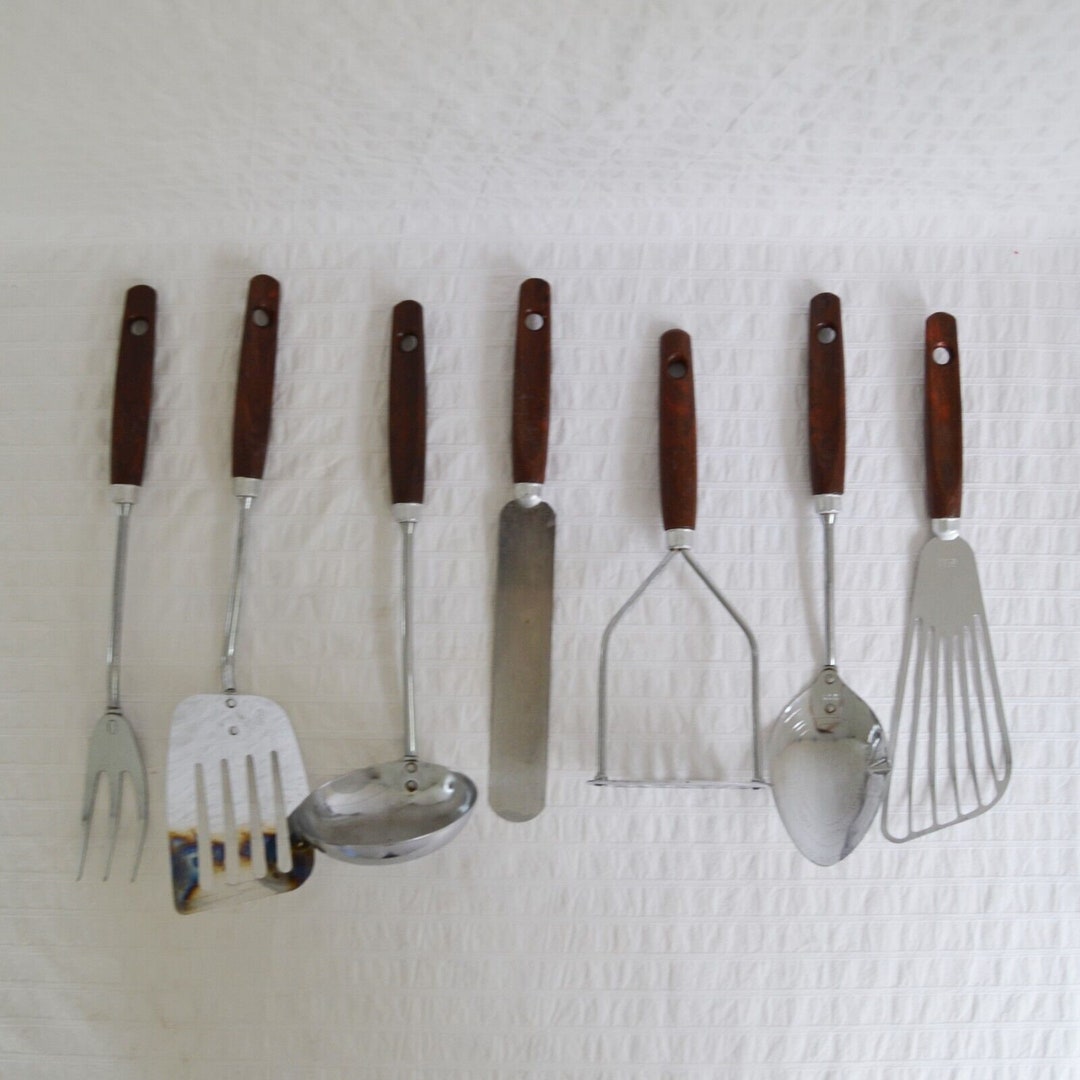 Vintage 1960s Prestige Plastic Handle Stainless Steel Kitchen Utensils ...