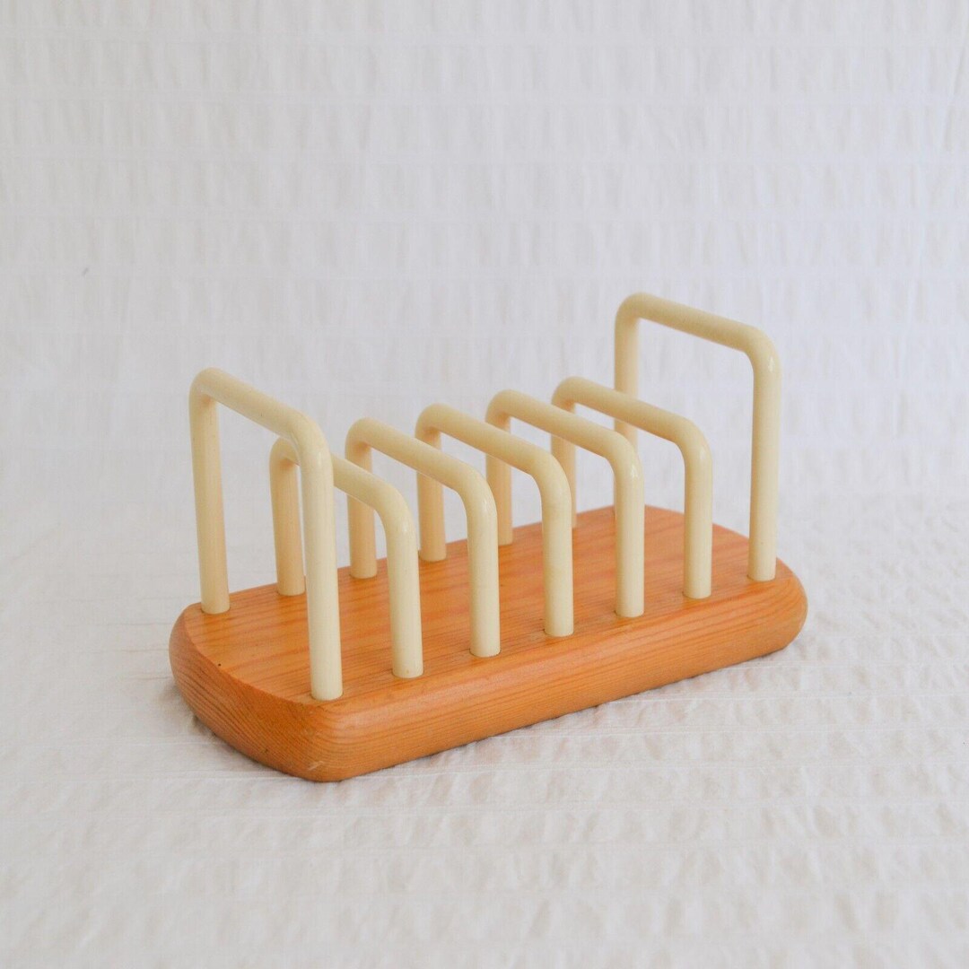 Vintage Toast Rack, 1980's Pine Wood Cream Plastic Rack 6 Slices - Etsy UK