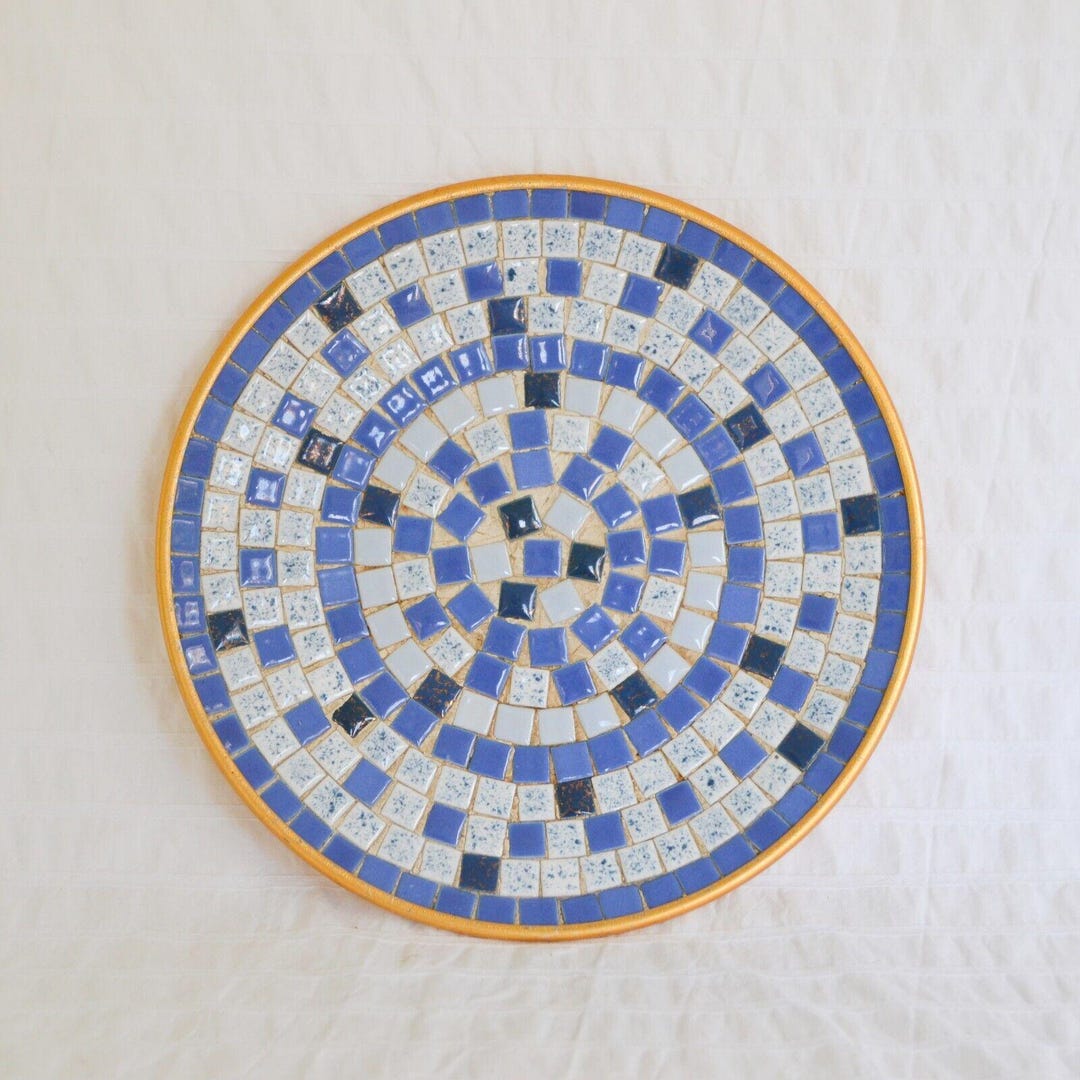 MCM Mosaic Tile Plate Vintage Japan 1950 60s, Blue and White Tiles - Etsy