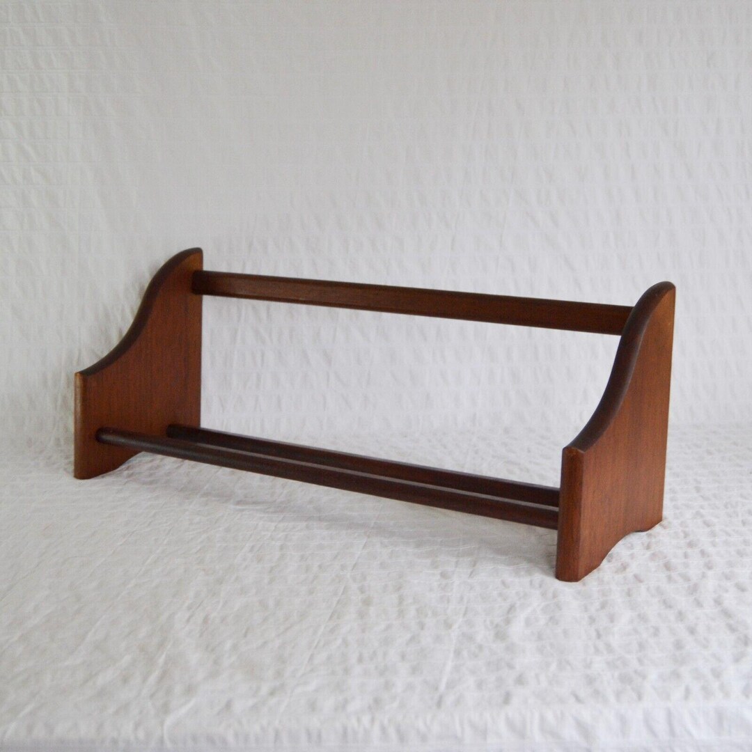 Vintage Wooden Book Trough, Tabletop Book Display Shelf Dark Wood 45 ...