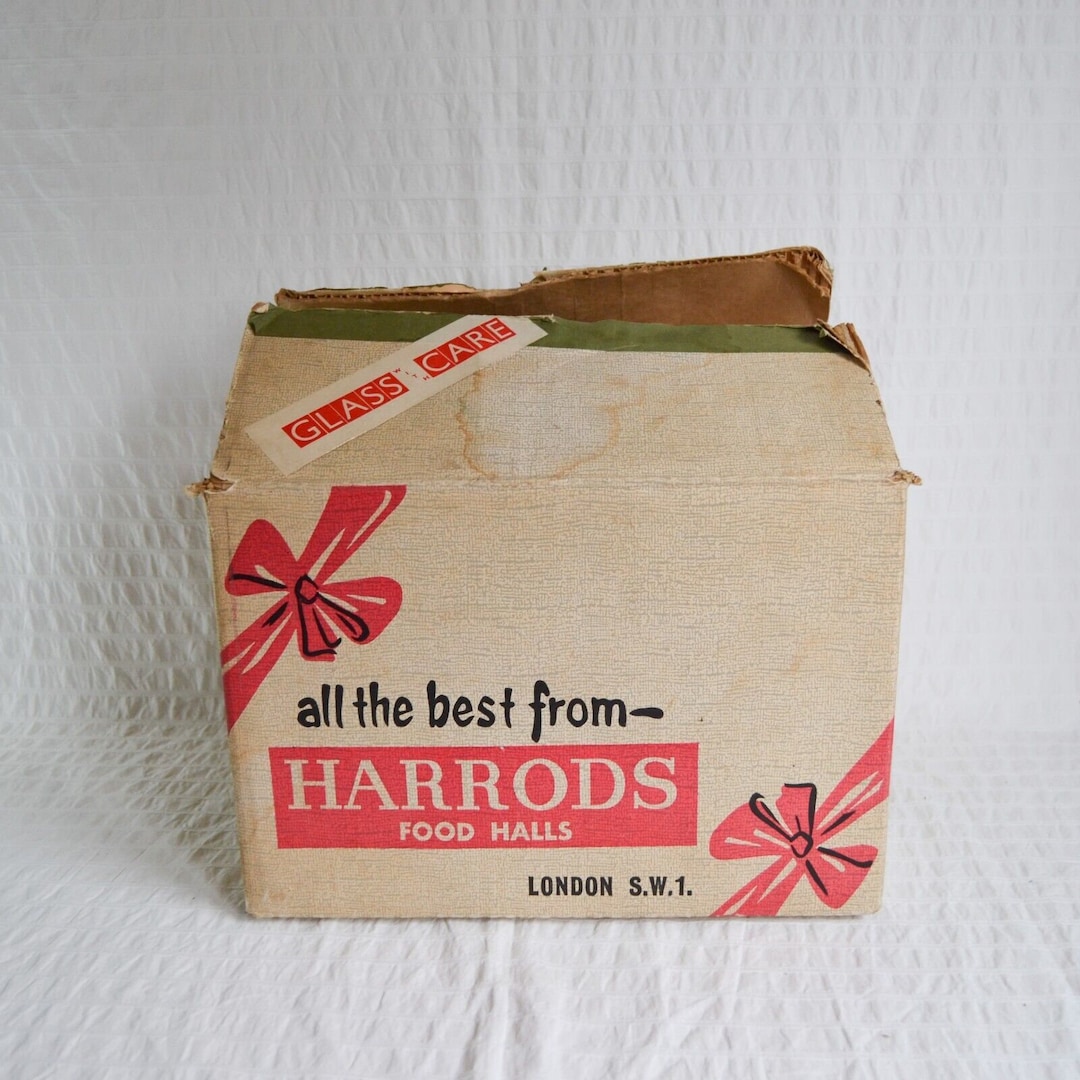 Vintage Harrods Cardboard Box, 1950s Harrods Food Hall Parcel Packaging ...