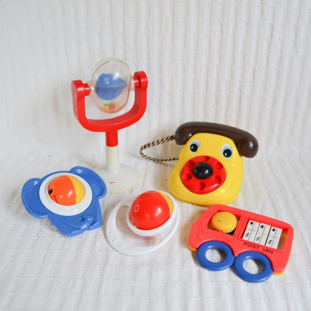Vintage 1980's Toy Bundle Blue Box Plastic Rattles Toy - Etsy
