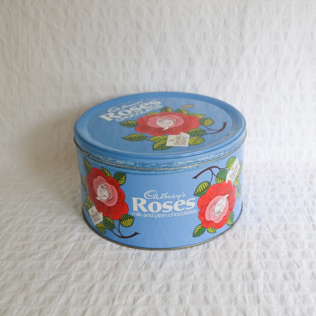 Vintage Cadbury's Roses Tin, Blue Red Rose Design 23cm X 13.5cm - Etsy