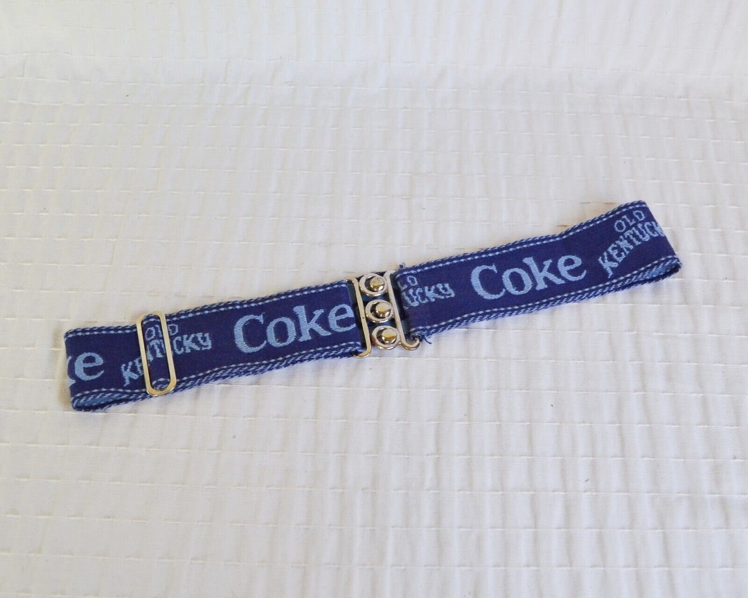 Vintage Coca Cola Belt, Blue Coke Cinch Belt, Woven Fabric Waist Belt ...