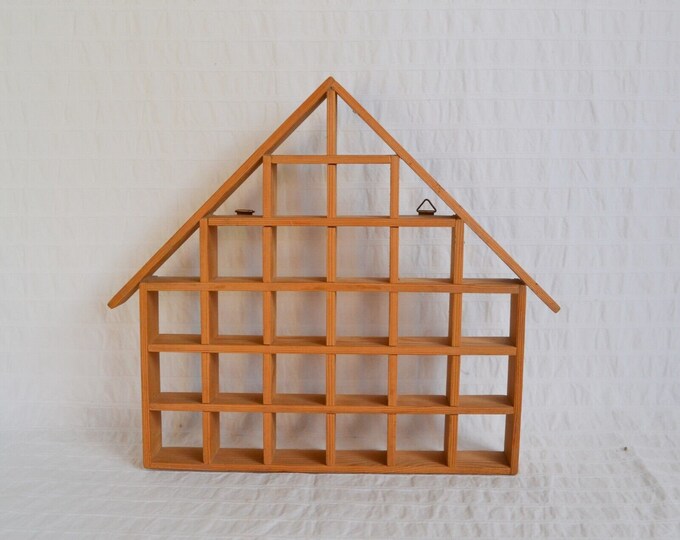 Vintage Pine Wooden House Display Shelf Thimble/curio /trinket Wall ...