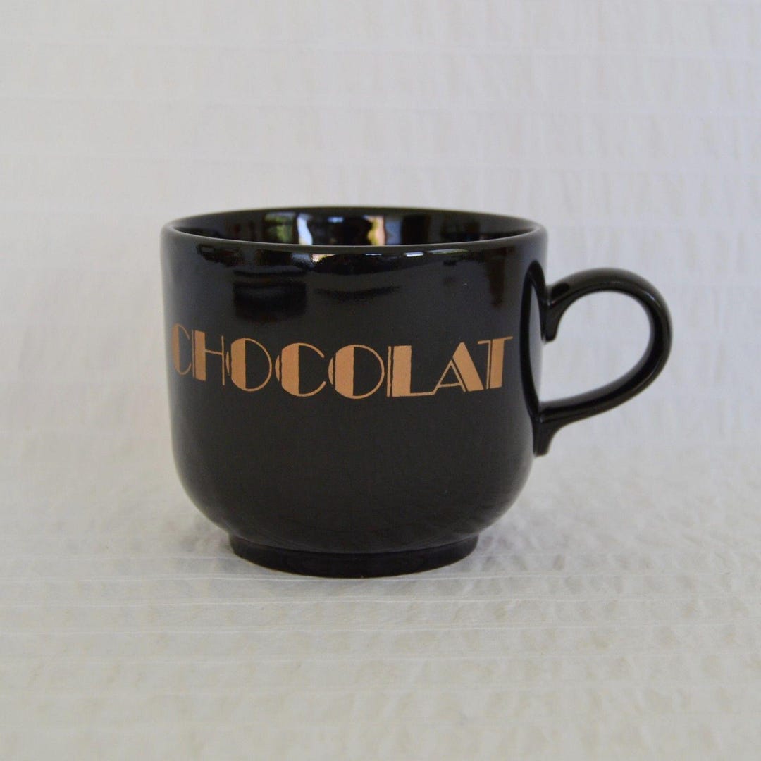 Vintage Coloroll Hot Chocolate Mug, Black Large Mug, Gold Art Deco ...
