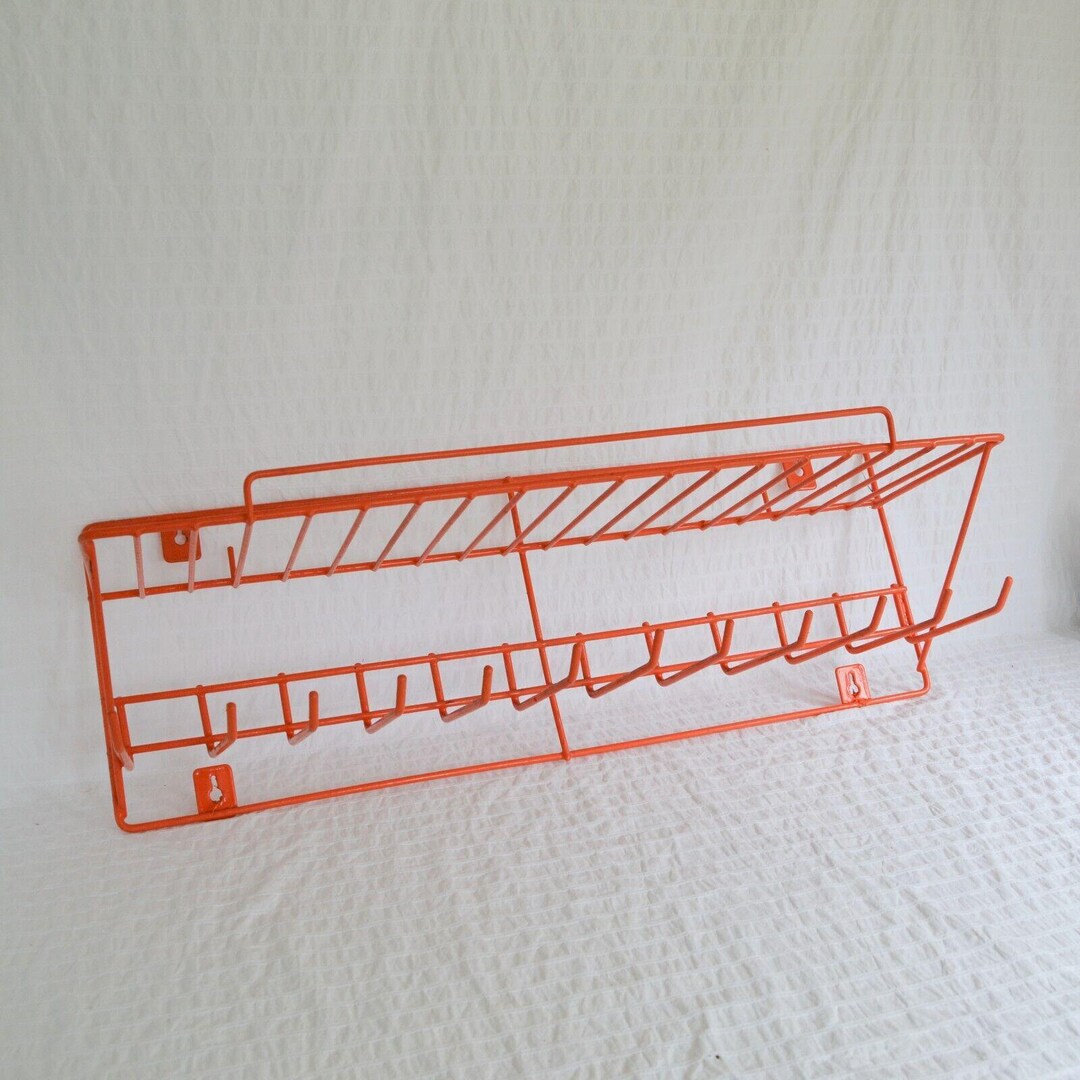 Vintage Wire Wall Rack, Industrial Storage Rack Shelf Coat Rack Tool ...