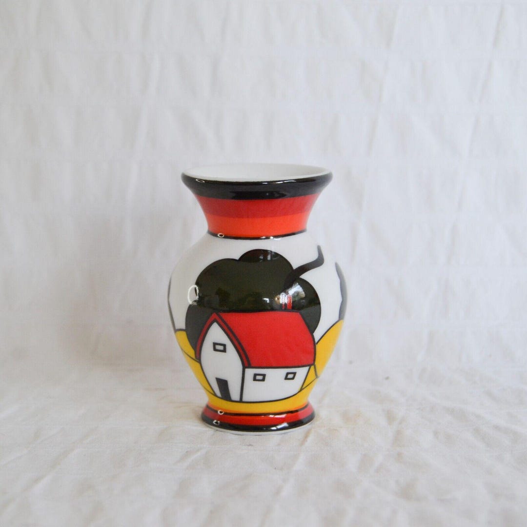 Vintage Clarice Cliff Style Mini Vase, Red Roof Cottage Trees 7.5cm - Etsy